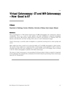 Virtual colonoscopy: CT and MR colonoscopy – How good is it? - UM ...